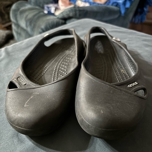 CROCS | Shoes | Crocs Black Mary Janewhite Mark On Toe Right Not That ...